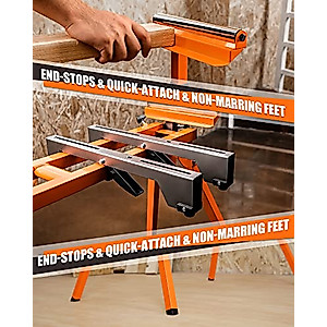 ENGiNDOT Miter Saw Stand with Durable Iron Skeleton frame, 21.6lbs Lightweight Saw Stand, 76-4/5'' Max Sliding Rail, Compatible & Portable, Quick to Install and Remove, Compatible with Most Brands