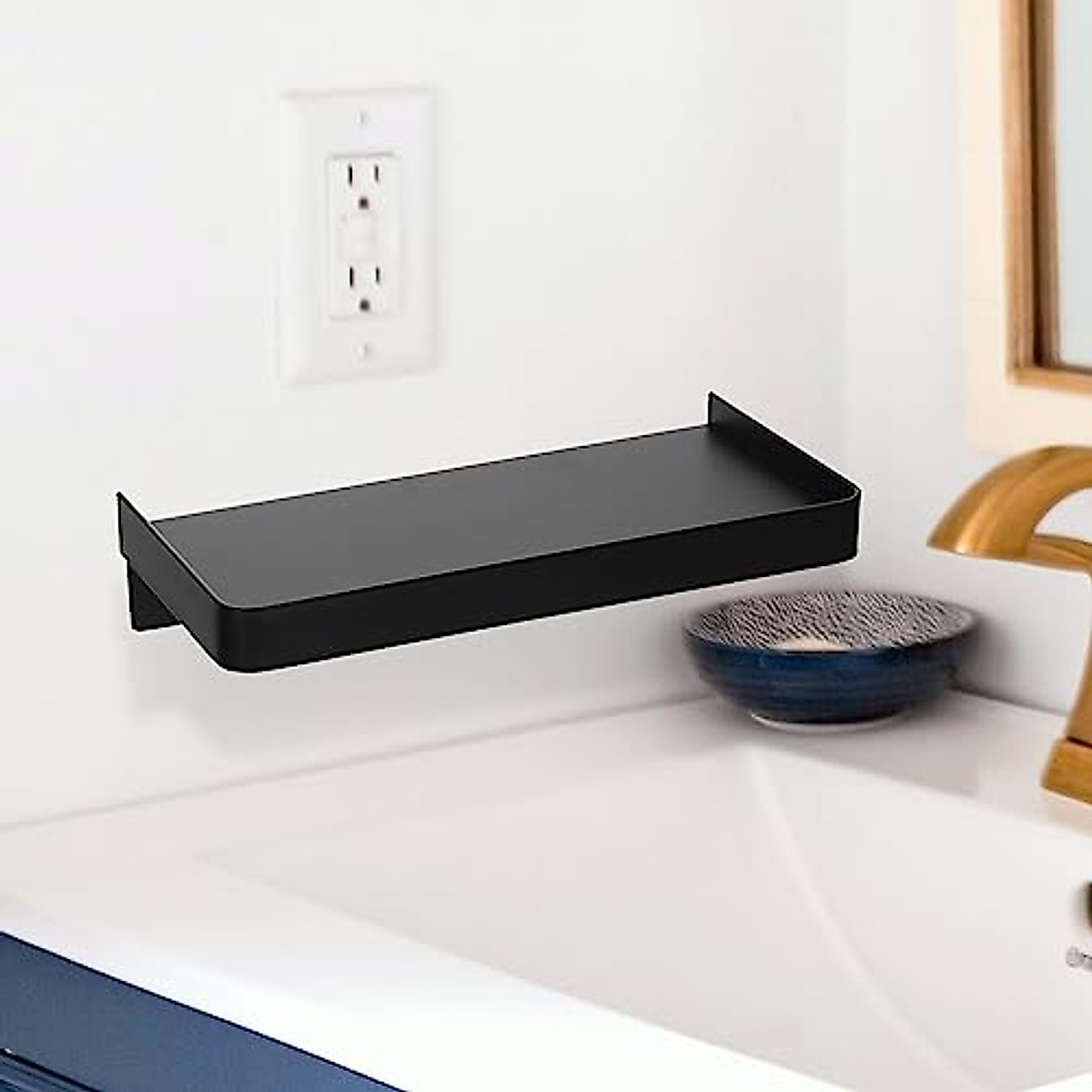 Cabilock Mobile Holder Stainless Steel Bathroom Shelf Stick-on Wall Shelf Small Wall Mounted Adhesive Shelf Phone Holder Shelf Small Wall Shelf Electronic Wipes