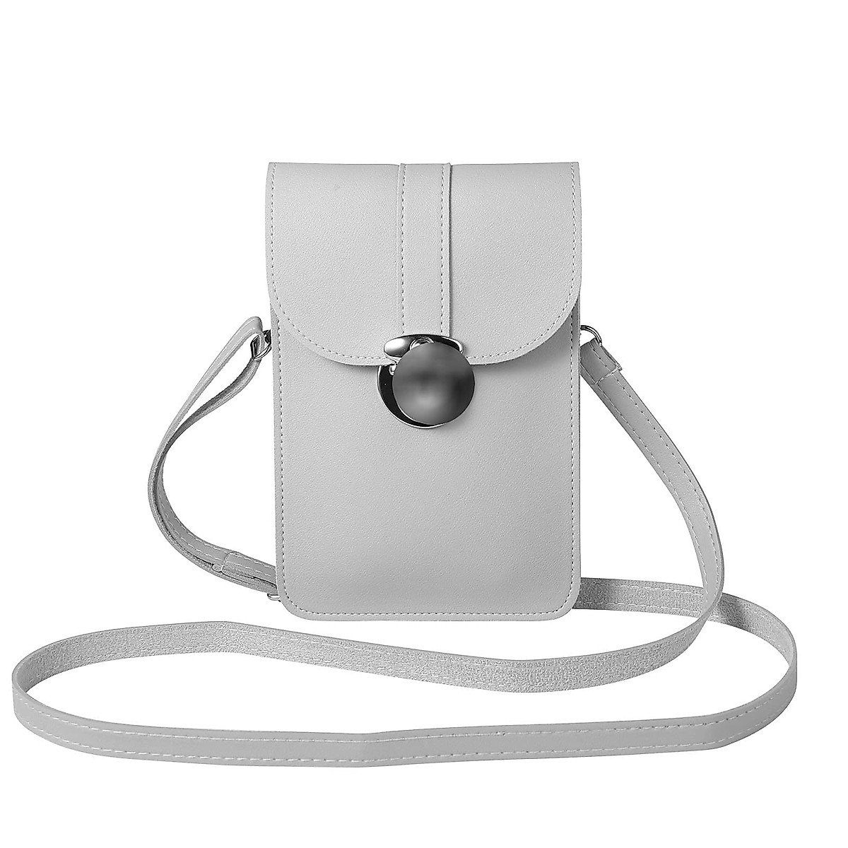 Cell Phone Crossbody Bag for Women Shoulder Bags Touch Screen Wallet Purse with Clear Window(Gray)