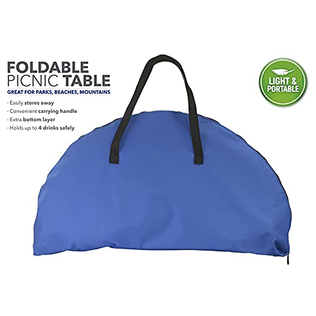 Eternal Living Pop Up Picnic Table Portable Folding Beach Table with Cupholders and Carry Bag, Large 28” x 28”x 24” Blue