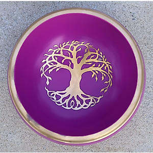 Tree Of Life Singing Bowl Complete Set ~ For Meditation, Yoga, Spiritual Healing and Mindfulness (Pink)