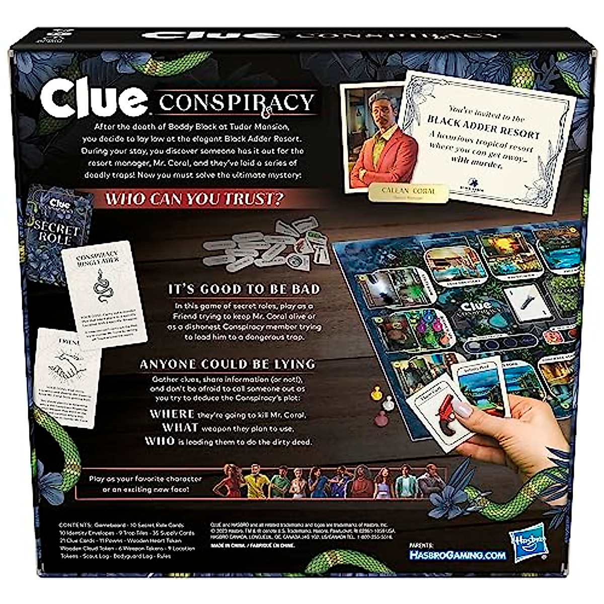 Clue Conspiracy Board Game for Adults and Teens, Great Halloween Party Game, Secret Role Strategy Games, Ages 14+, 4-10 Players, 45 Minutes, Mystery & Party Games