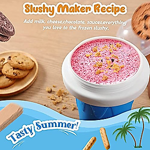 Slushie Maker Cup - TIK TOK Quick Frozen Magic Cup, Double Layers Slushie Cup, DIY Homemade Squeeze Icy Cup, Fasting Cooling Make And Serve Slushy Cup For Milk Shake, Smoothies, Slushies - Blue…