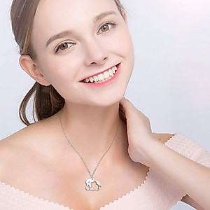 Cuoka Elephant Matching Necklace Sterling Silver Elephant Mother Daughter Pendant,Elephant Matching Jewelry for Women Mom