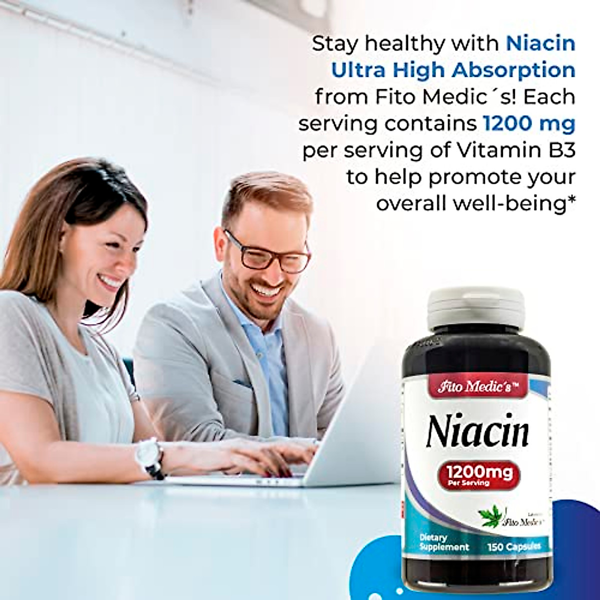 FITO MEDIC'S Lab - Niacin - Vitamin b3 - 1200 mg per Serving, 150 Capsules of - Vitamin b3 niacin - Ultra high Absorption.