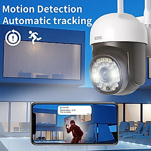 SSYING 2PCS Surveillance Outdoor Security Cameras, 5G/2.4G Wi-Fi Wireless 1080P Dome Home Cam with Phone App, 360°View Pan/Tilt, Color Night Vision, 2-Way Audio, IP66 Waterproof, Motion Detection