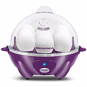 Elite Gourmet Easy Electric 7 Egg Capacity Cooker, Poacher, Omelet Maker, Scrambled, Soft, Medium, Hard Boiled with Auto Shut-Off and Buzzer, BPA Free