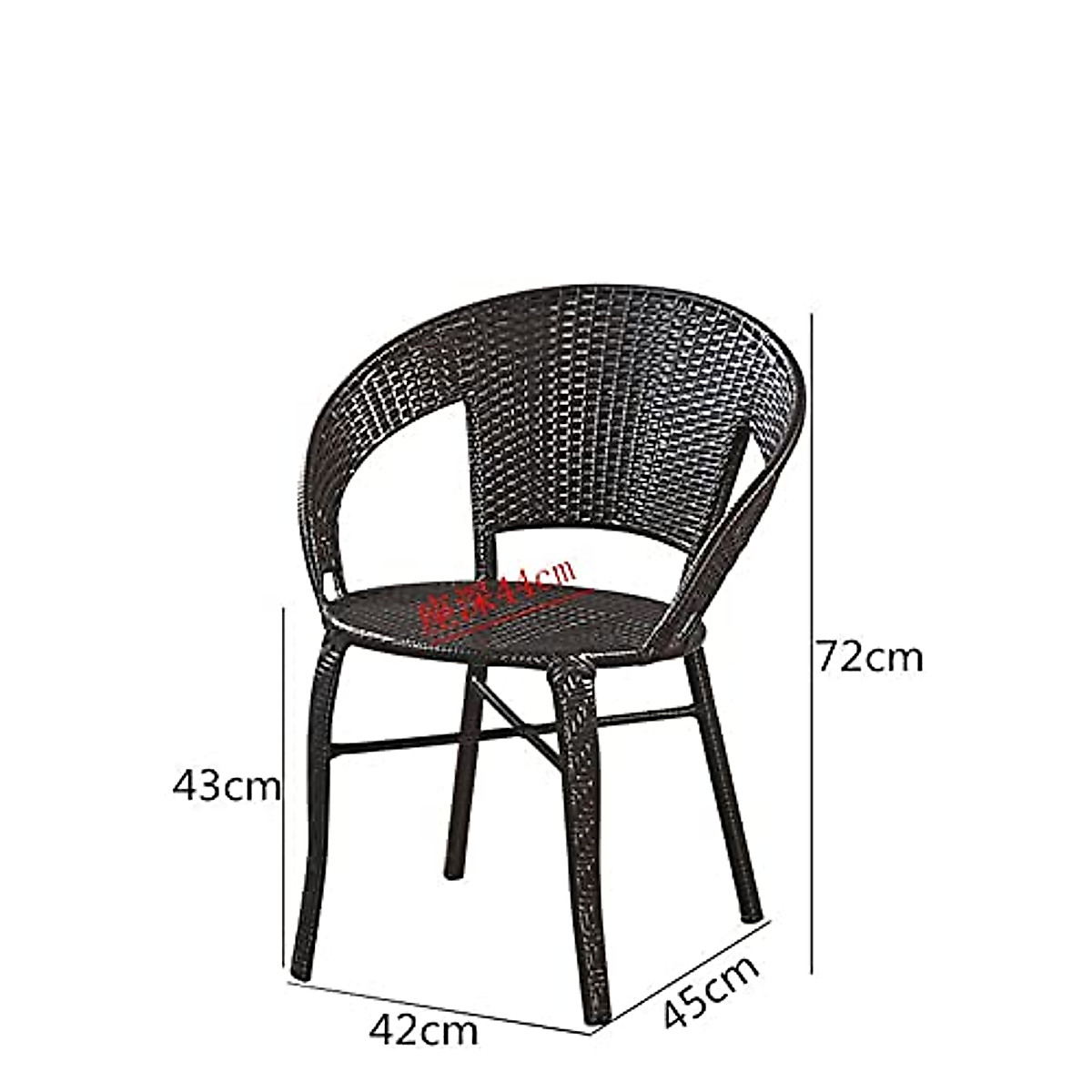 GFHLP Outdoor Garden Furniture Garden Chair Balcony Small Rattan Chair Armrest Chair Leisure Outdoor Woven Teng Chair Retro Simplicity (Color : Black)