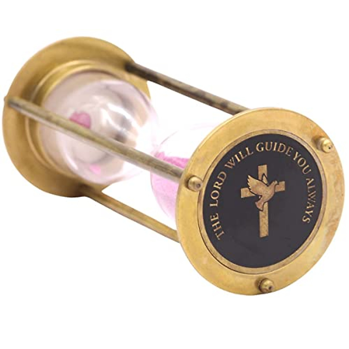 Brass Hour Glass with Religious Quotes, Unique Sandglass for Son, Grandson, Daughter, Father, Mother, Husband, and Some one You Love. (Old Brass Joshua 1:9 Black)