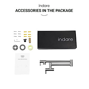 Indare Pot Filler, Pot Filler Faucet Wall Mount, Brass Pot Filler Folding faucets, Kitchen Pot Filler Faucet with Double Joint Swing Arms