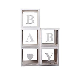 Baby Boxes with Letters for Baby Shower- Baby Balloon Boxes with Letters- A-Z 31 Letters- Gender Reveal Party Decoration Box- Clear Baby Shower Box Decorations- Baby Clear Boxes