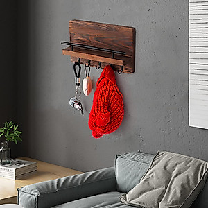 Coral Flower Holder and Mail Shelf Decorative Wooden Wall Organizer for Keys Letters Bills Pine Wood Unique Rustic and Industrial Décor Perfect for Entryway Kitchen Mudroom