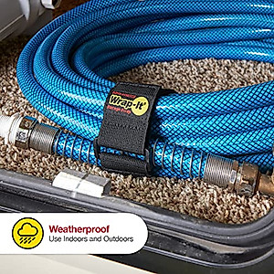 Wrap-It Storage Super-Stretch Straps, 12" (8 Pack) - Elastic Hook and Loop Cinch Straps - Reusable Extension Cord Organizer, Cable Ties, Hose Storage, Accessories Holder for Garage Organization