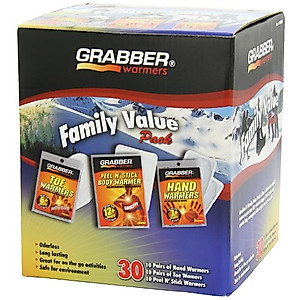 Grabber Warmers Family Value Pack - Long Lasting Safe Natural Odorless Air Activated Warmers - Hand Warmers, Toe Warmers, Body Warmers
