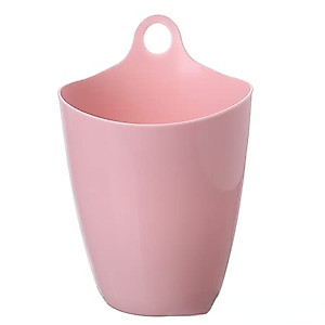 JIBIACB Plastic Small Trash Can, Mini Trash Can,Wall Mounted Trash Can Wastebasket,Garbage Container Bin for Bathroom, Powder Room, Bedroom, Kitchen, Craft Room, Office (Pink)