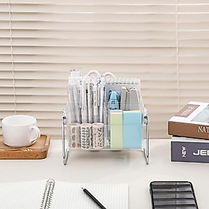 Yesesion Acrylic Remote Control Holder, Clear TV Remote Caddy for Bedside Table, Desk Storage Organizer with Removable Dividers for Marker Pen and Pencils, Home Office Supplies, Phone, Eyeglasses