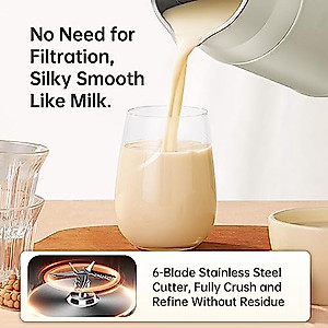 soseki Nut Milk Maker Machine,1.05QT Automatic Almond Milk Maker Machine 6 Pre-set Plant Milk Recipes, One-touch Cleaning And Drying Soy Milk Maker Machine, Nut/Soy/Coconut/Oat Milk Maker Machine (White)