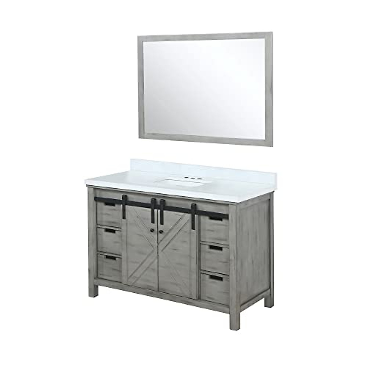 Bell+Modern Ketchum 48 inch Ash Grey Bath Vanity, Cultured Marble Countertop and 44 in Mirror