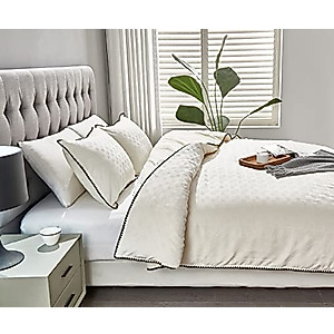 ENJOHOS Twin Size White Duvet Cover Set with Texture, Waffle Duvet Cover Woven from Smooth Silk Threads, 3 Pieces Soft Microfiber Bedding Duvet Cover Sets for All Seasons