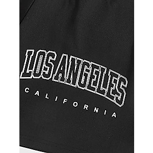 Cozyease Mens Casual Graphic Print Shorts High Waisted Drawstring Summer Beach Shorts with Pocket Black Letter Print M