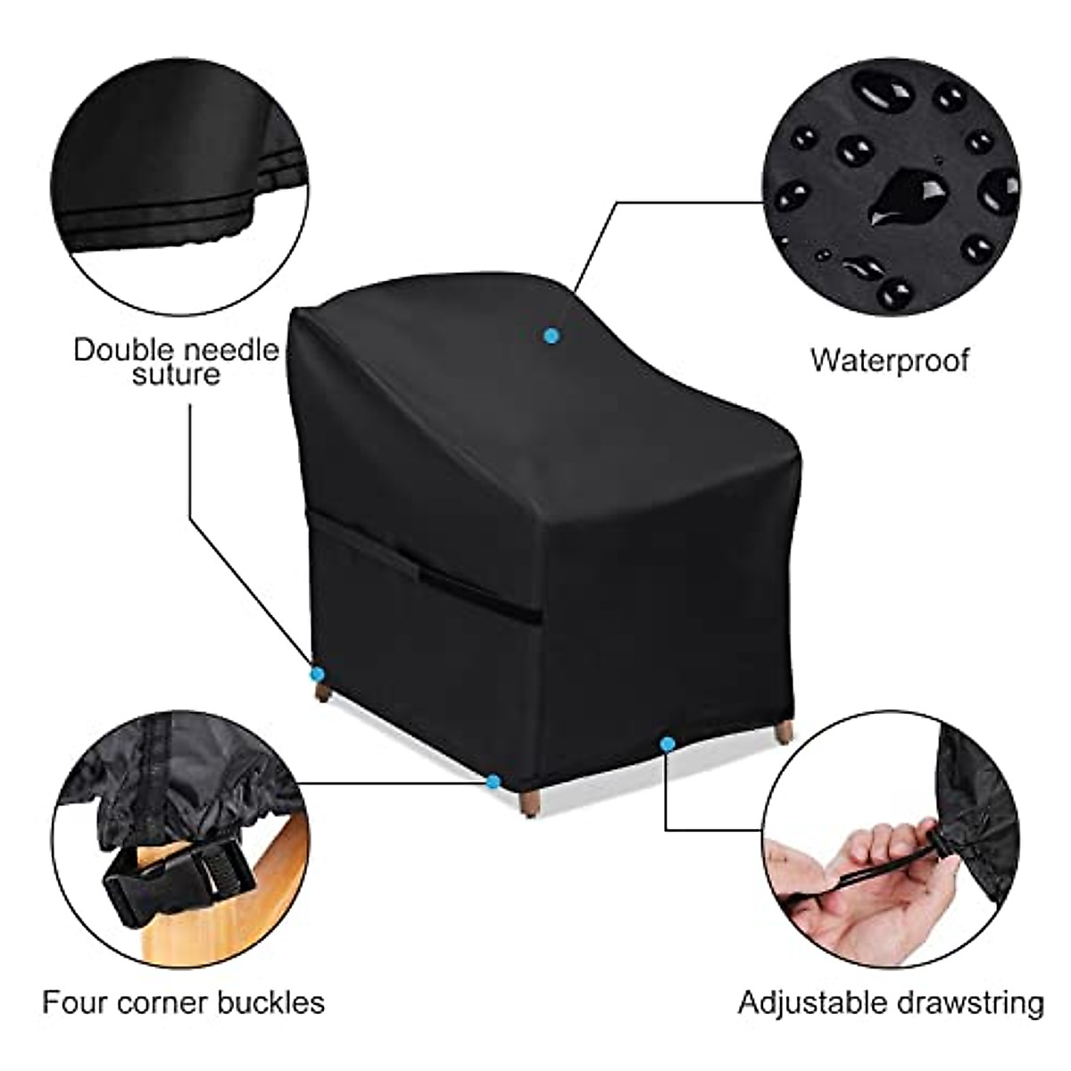 KNHUOS Patio Chair Covers, 2pcs Outdoor Chair Covers Waterproof,30" W x 37" D x 31" H, Lounge Deep Seat Cover, Patio Furniture Covers Chairs Waterproof