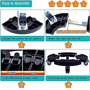 Plant Caddy with Wheels Heavy Duty,15-21inch Adjustable Rolling Black Round Plant Stand with Casters,Large Plant Dolly Cart for Indoor Outdoor Planter,Flowerpots,Plant Pots,Trash Can,Umbrella Base