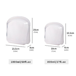 OTB Set of 2 Stand Up & Reusable Silicone Storage Bag, Silicone Food Storage Container, Leak-free, Microwave and Dishwasher Safe, BPA FREE Freezer Bags, Reusable Sandwich Bags Clear