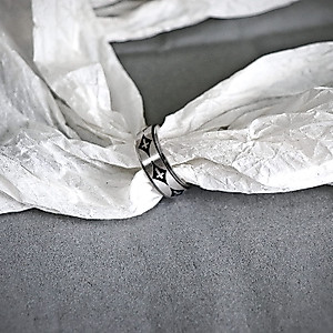 COLORFUL BLING 8MM Stainless Steel Anxiety Ring Fidget Spinner Rotating Cross Ring Stress Relieving Christian Prayer Religious Jewelry for Women Men Size 6-13-8