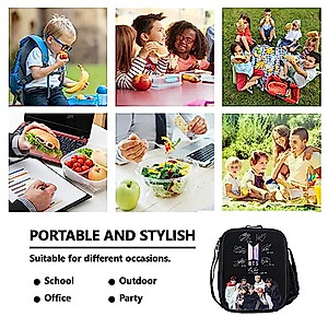 Mxiwngp BTS backpack 17 inch shcool backpack Set Fashion Daypack Book bag with Lunch Box Pen Case Students Gift for Boys Girls Fans, signatures