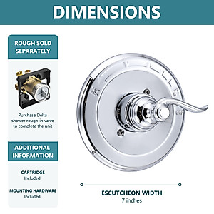 Pressure-Balancing Valve Trim Replacement for Delta BT14096 Windemere 14 Series, Chrome