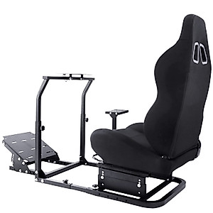 Minneer Simulator Driving Cockpit Frame with Seat Compatible with Logitech G25G27G29G920 Adjustable Racing Wheel Stand Fit for PC/Xbox/PS4 Gaming Steering Stand,Wheel and Pedals Not Include