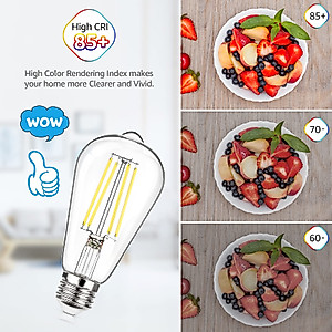 MAXvolador 12-Pack Dimmable Vintage LED Edison Bulb 60W Equivalent, 6W 850Lumens Edison Light Bulbs 5000K, ST58 Antique LED Filament Bulb, E26 Base