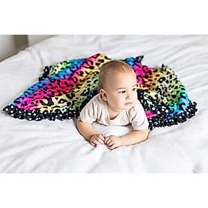 CandyJane Baby Blanket for Girls, Infant, Toddler, Rainbow Leopard Print, Super Soft Minky Fabric, 30 X 40 Inch (CJLBB1984)