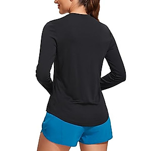 CRZ YOGA Womens UPF 50+ Sun Shirts Long Sleeve UV Protection Workout Tops Lightweight Quick Dry Outdoor Hiking Running Shirts Black Medium