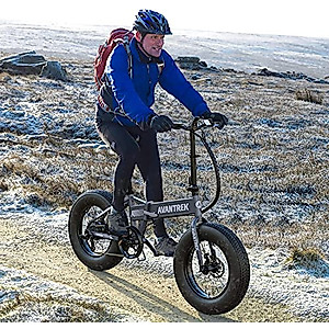 AVANTREK Cybertrack 200 Electric Bike Foldable 20"x4" Fat Tire Electric Bicycle, 1.5X Faster Charge, 500W Brushless Motor 48V/10Ah Removable Battery, Shimano 7 Speed - Silver