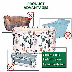 LUCKUP Large Foldable Soaking Bathing Tub Portable Bathtub for Adults Freestanding Non-Inflatable Hot Bath Tub, Thickened Thermal Foam to Keep Temperature Suitable for two person 43”x25”x20”