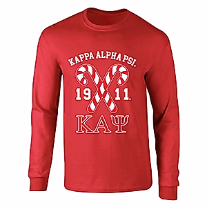 Kappa Alpha Psi Fraternity Canes Graphic Print Long Sleeve T Shirt Red Large Regular