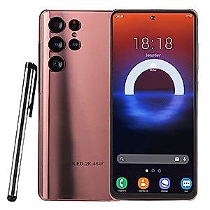 ASHATA Unlocked Android 10 Smartphone Cellphone, 6.82 inch HD Fingerprint/Face Unlock 4G Net Mobile Phone, Dual SIM, 6GB RAM 128GB ROM, 5MP 24MPCamera, 7300mAh Battery, Gold(US)