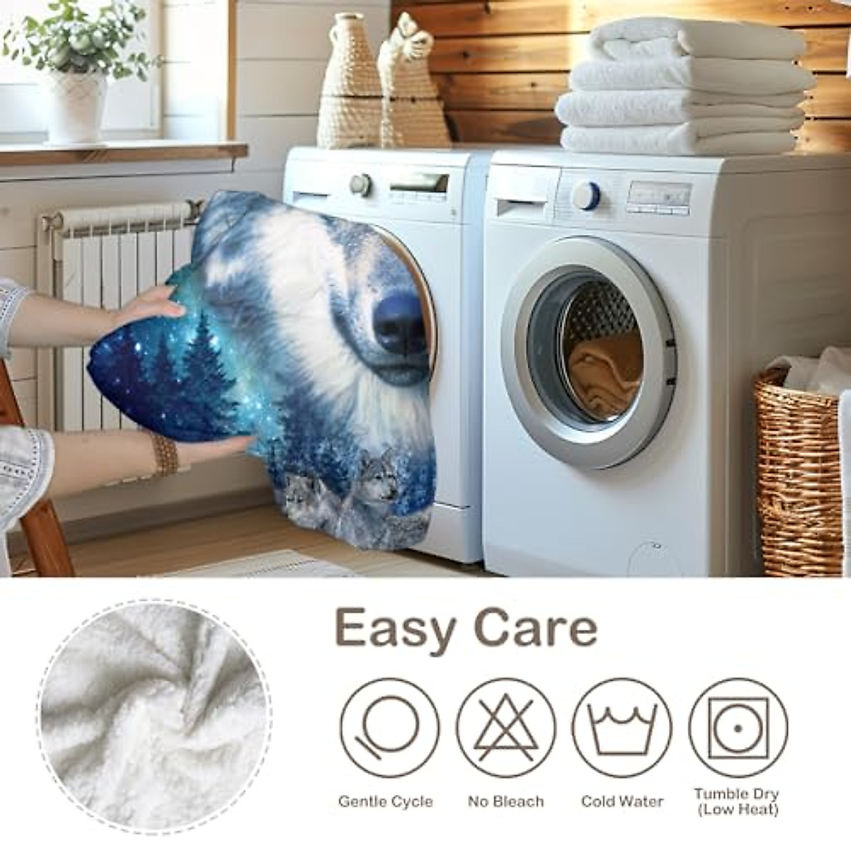 Sleepwish Wolf Blanket King Size Wolves Fleece Blanket Animal Blanket for Bed Soft Plush Sherpa Blanket Gifts for Adults Men Boys (108"x90")