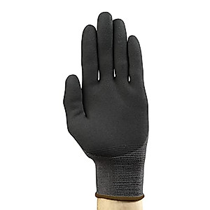 HYFLEX 11-840 Ergonomic Abrasion-Resistant Nylon Spandex Nitrile Coated Industrial Gloves for Automotive, Fabrication - Med (8) Grey (1 Pair)