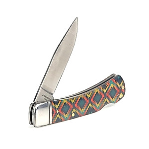 ARIAT 3" Red, Black & Yellow Southwestern Print Folding Knife