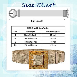 XZQTIVE Women Elastic Wide Belt - Fashion Summer Straw Imitate Woven Elastic Stretch Waist Band Boho Beach Dress Belts(5-Khaki, Fit waist size below 34 inch)