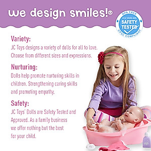 10 Piece Deluxe Diaper Bag Gift Set | Feat. 13" Realistic Smiling Baby Newborn Doll | La Newborn - JC Toys | All Vinyl | Washable | Ages 2+, Pink