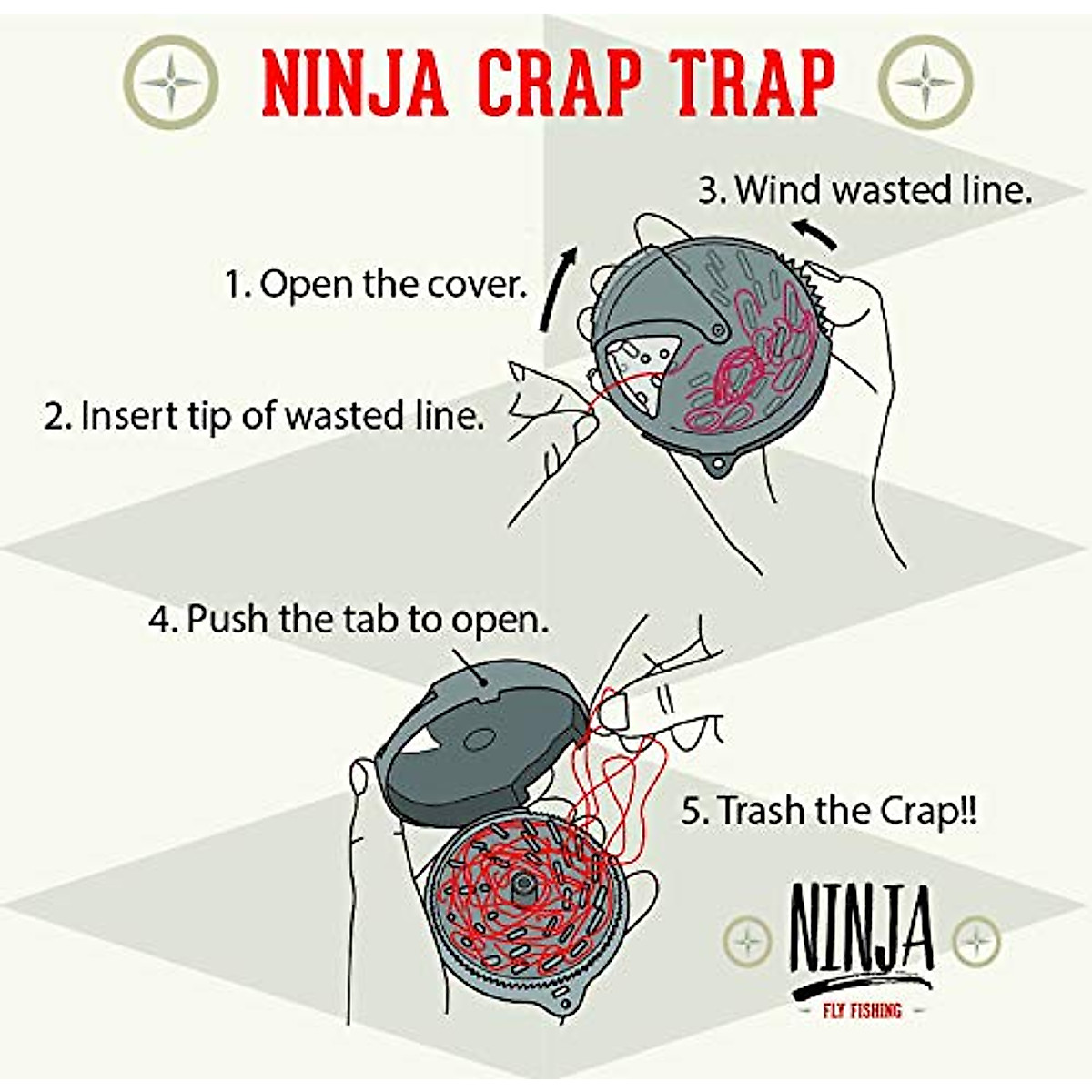 NINJA Fly Fishing Fishing line waste/Trash container - NINJA Crap Trap - XL size