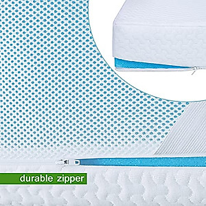 Mattress Topper Cover Queen Size (Only Cover) 3 Inch Mattress Protector Breathable Bamboo Zippered Removable Mattress Encasement with Adjustable Straps for Latex Mattress Topper Memory Foam Cover