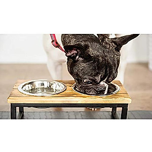 Brave Bark Wood & Metal Feeder - Premium Mango Wood Feeder with Metal Stand, 2 Stainless Steel Bowls for Food or Water Included, Perfect for Dogs, Cats and Pets of Any Size, for Home or Office (Large)