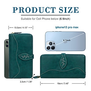 CONISY Womens Wallets Large Capacity, Multi Card Slots Clutch Long Wallet for Women with RFID Blocking (Peacock blue)