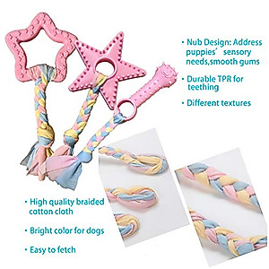 Volacopets Puppy Toys for Teething, Puppy Chew Toys for Small Dogs, Crinkle Dog Toys Small Breed Boredom and stimulating, Dog Toys for Small Dogs, Pink, 5-Pack