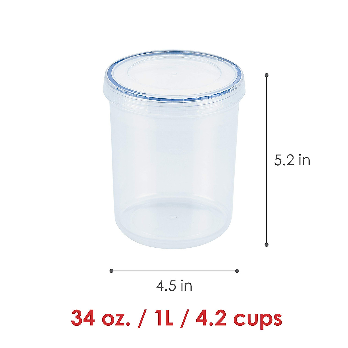 LocknLock Easy Essentials Twist Food Storage lids/Airtight containers, BPA Free, Tall-30.4oz Clear (Pack of 2)