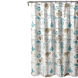 Lush Decor Blue 72 ' X 1 Harbor Life Shower Curtain, 72" x 72", Blue & Taupe, 72 in x 72